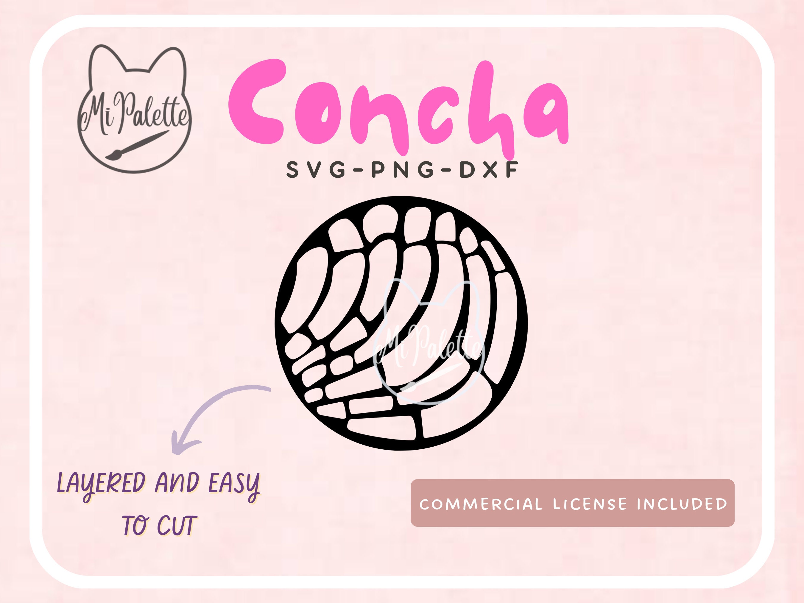 Pan Dulce Concha Cutout Outline Digital Download SVG, PNG, DXF for ...