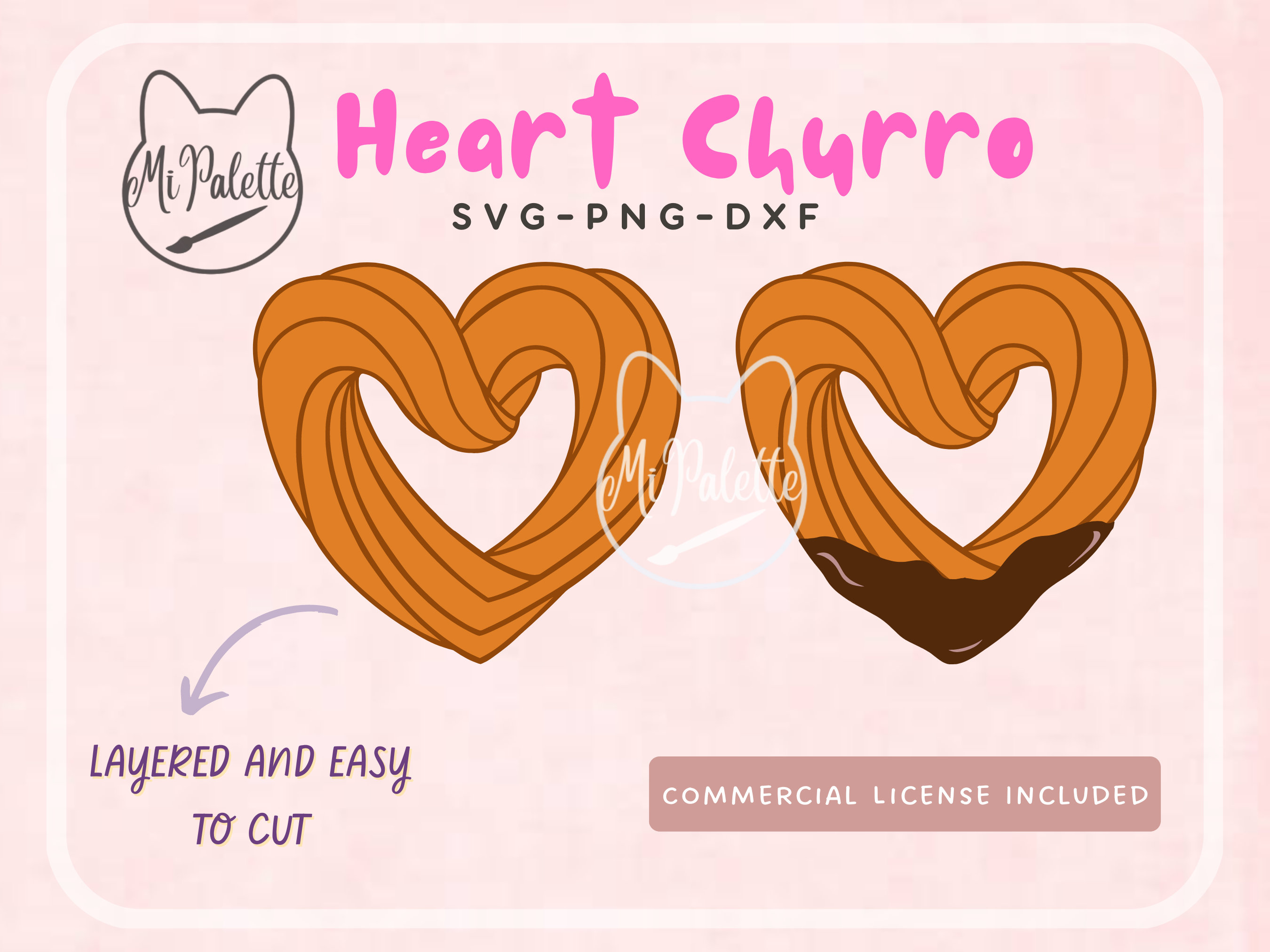 Heart Churro With Chocolate Digital Download SVG, PNG, DXF for Cricut ...