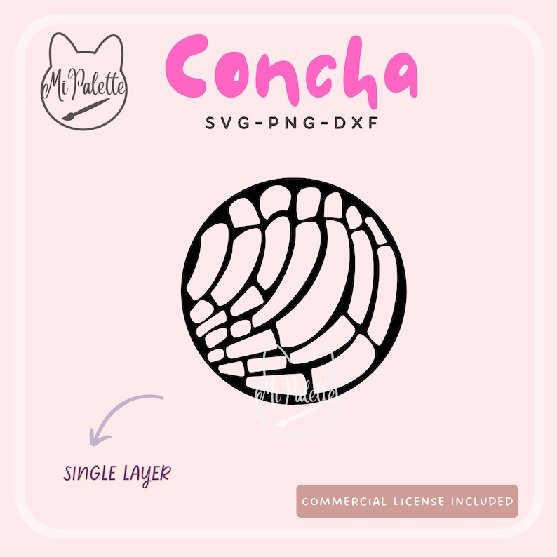 Pan Dulce Concha Cutout Outline Digital Download SVG, PNG, DXF for ...