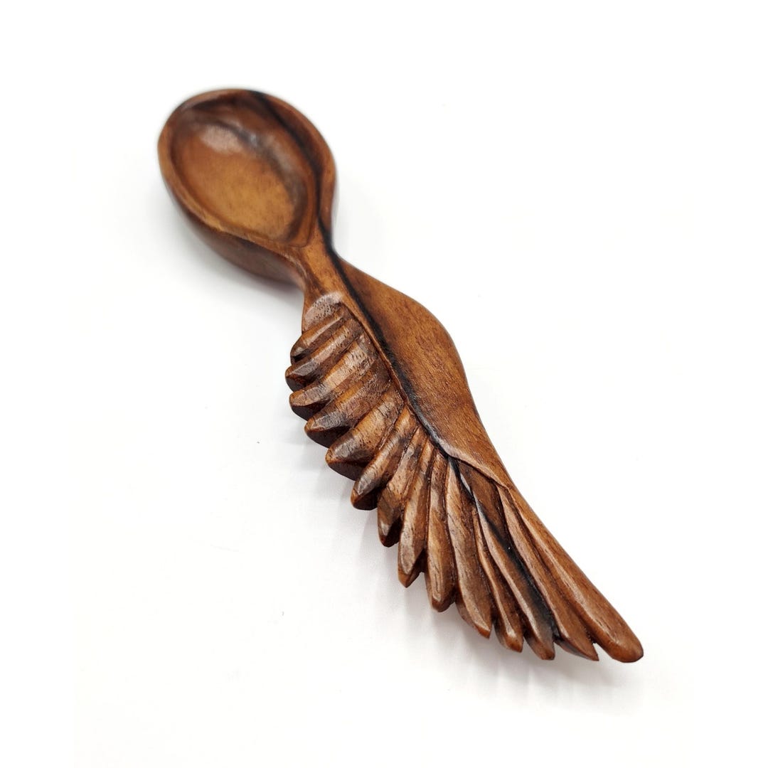 4 Spoons. Rustic Wooden Handcarved Unity Spoon, Wooden Bird Spoon ...