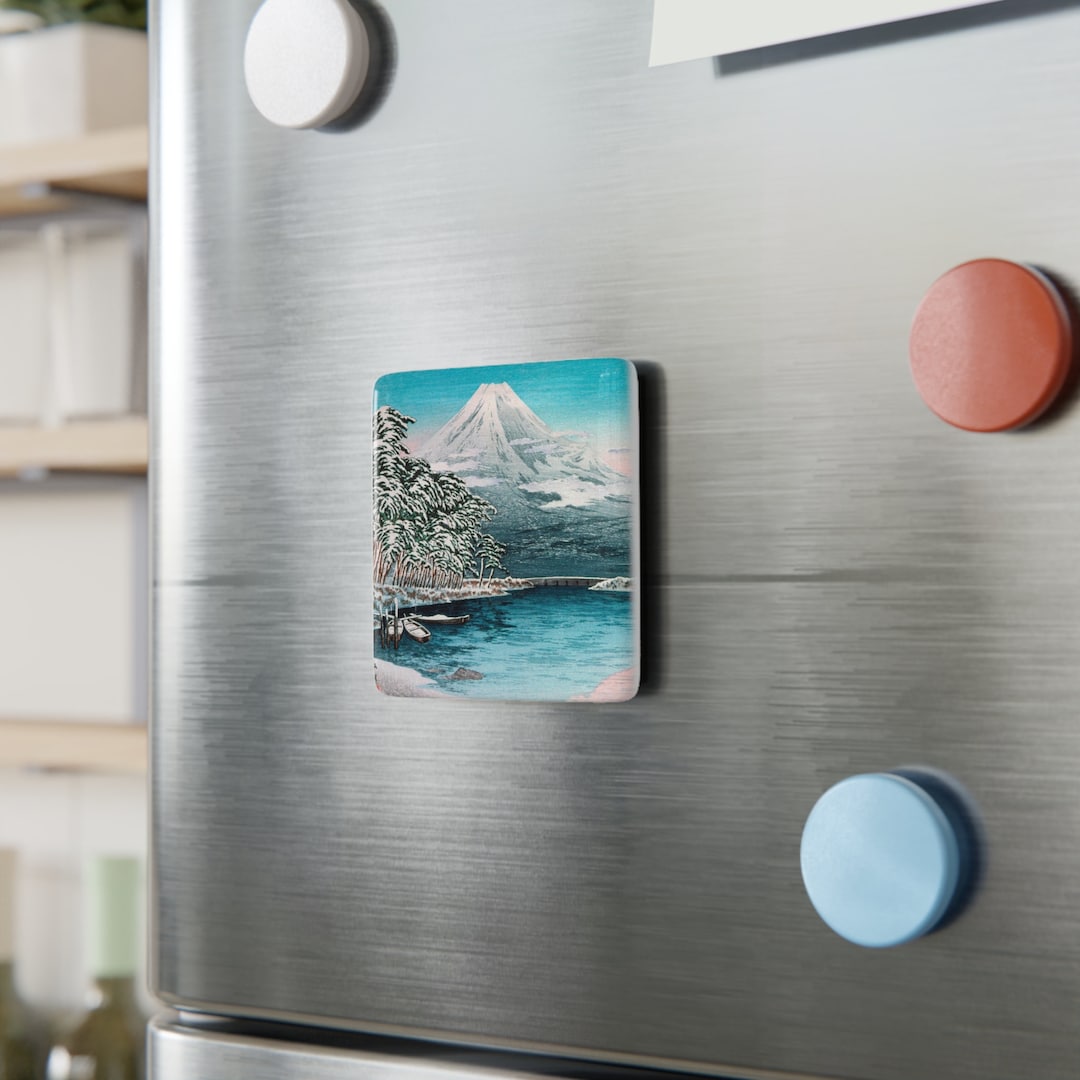 Snowy Mt. Fuji Print Porcelain Magnet, Square - Etsy