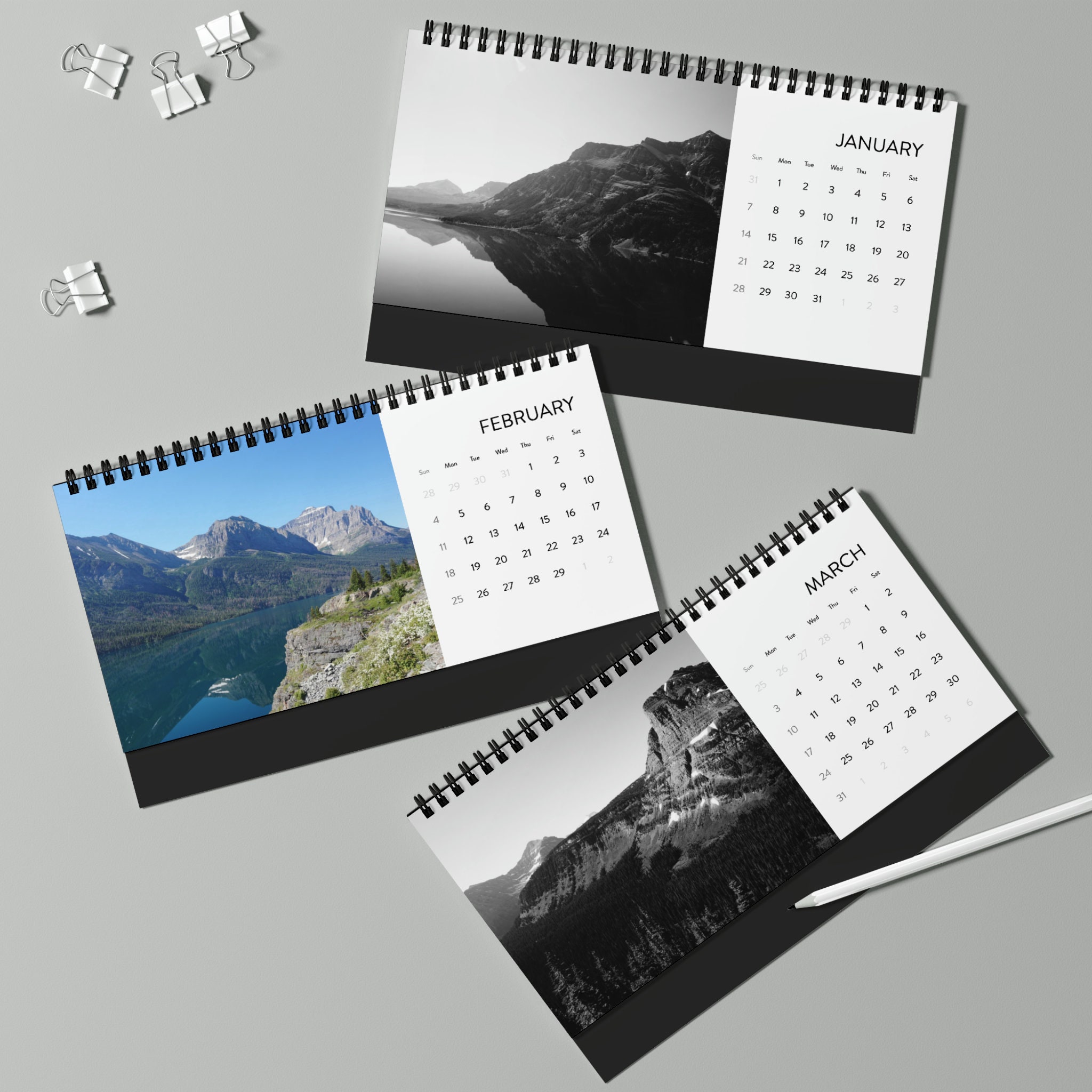 Montana Landscape Desktop Calendar 2024 Grid - Etsy
