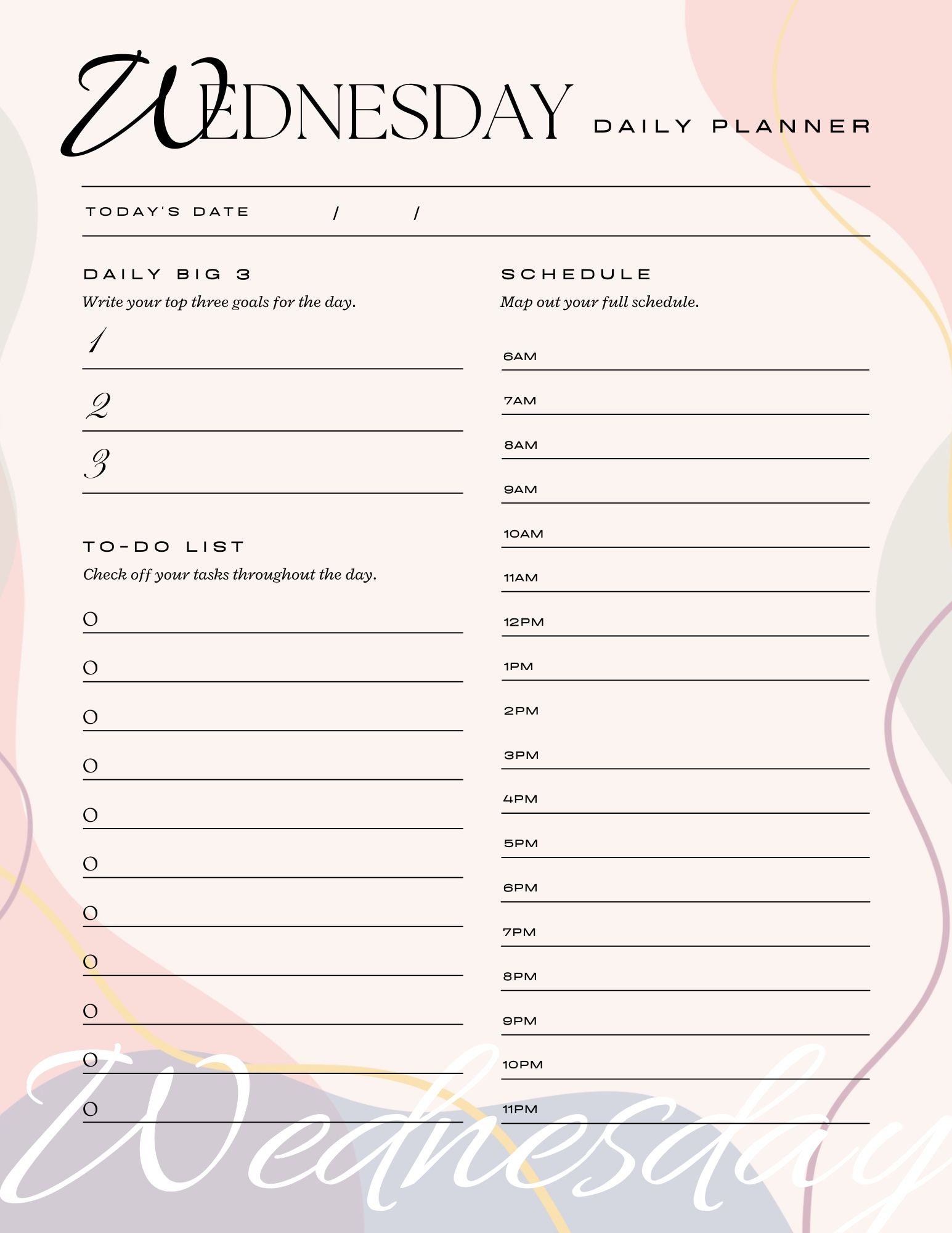 Simple Daily Planner, Instant Download, Digital Printable Pdf, Weekly ...