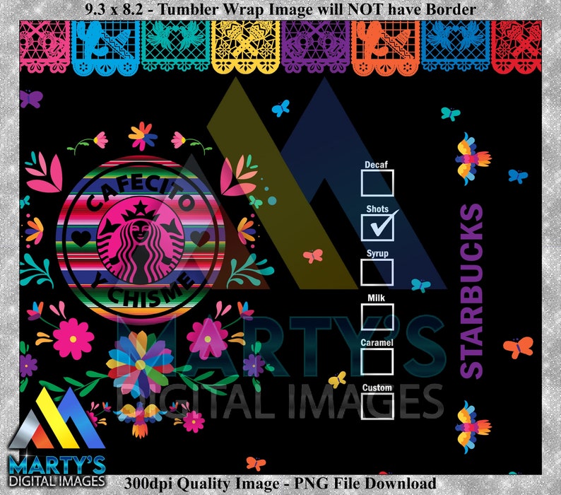 Cafecito Y Chisme Black Background Wrap 20oz Straight and - Etsy