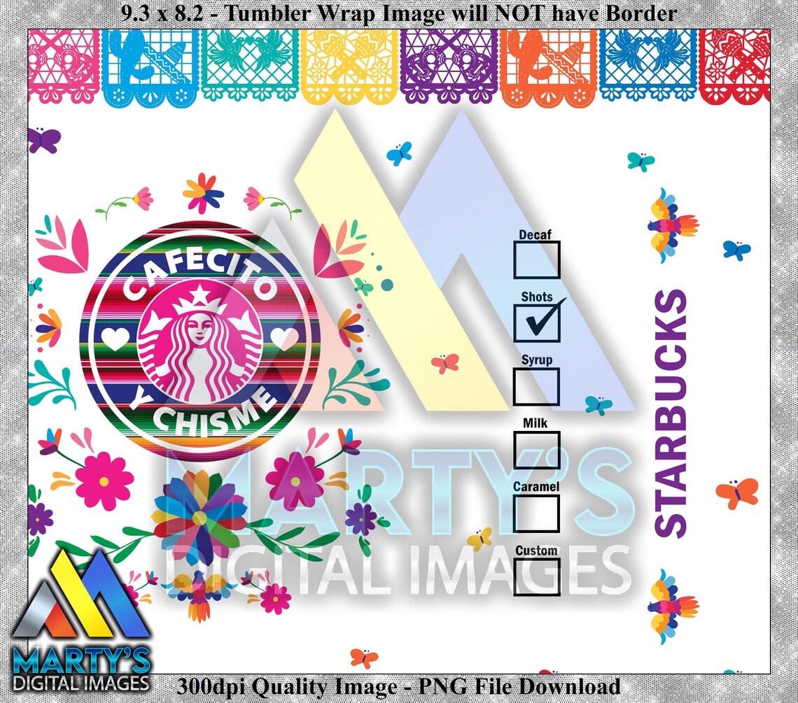 Cafecito Y Chisme Black Background Wrap 20oz Straight and - Etsy