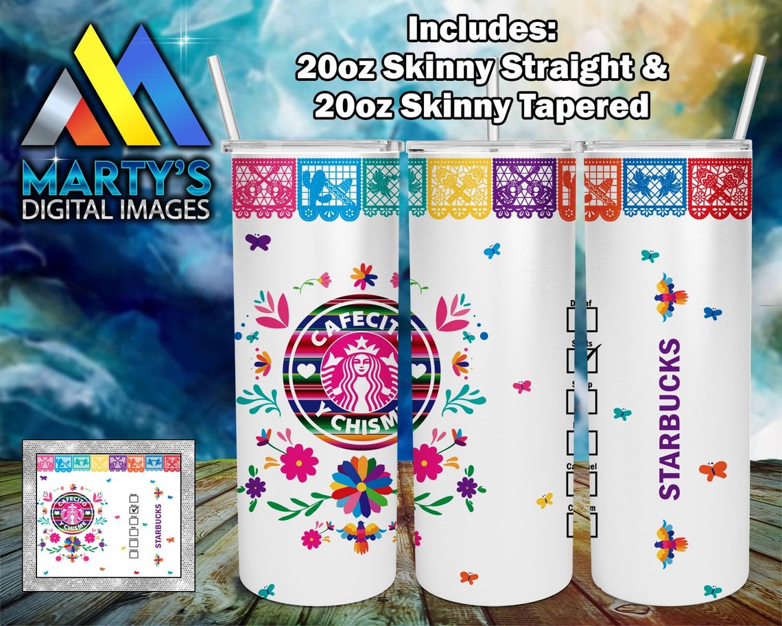 Cafecito Y Chisme Black Background Wrap 20oz Straight and - Etsy