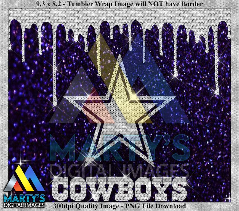 Cowboys Star With Glitter and Diamonds Bling Wrap 20oz - Etsy