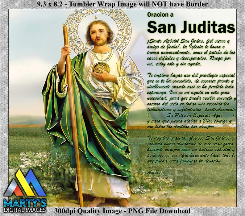 San Juditas Tadeo St Jude Thadius Prayer Oracion Wrap Etsy