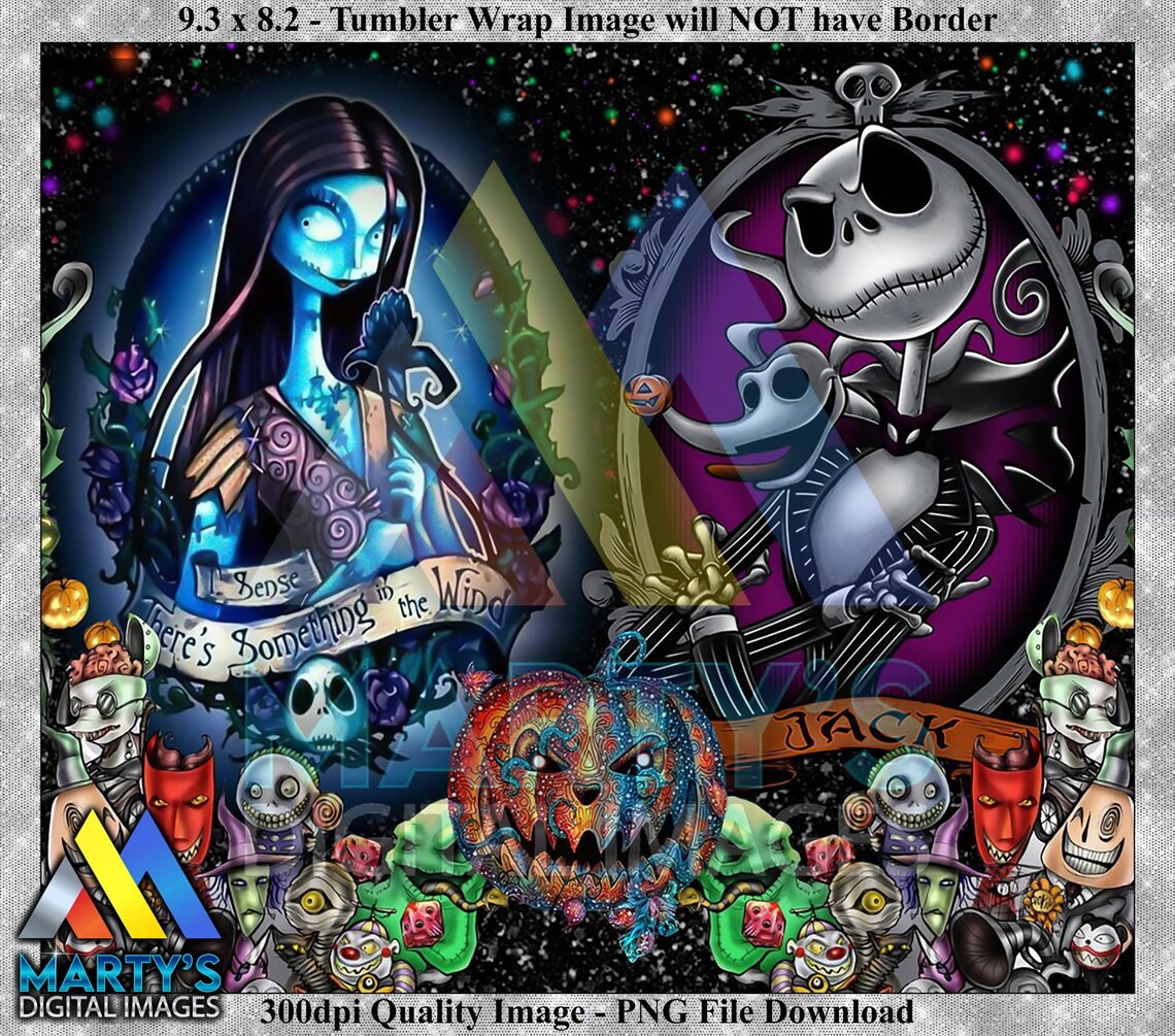 Halloween Jack and Sally Colorful Background Wrap 20oz - Etsy