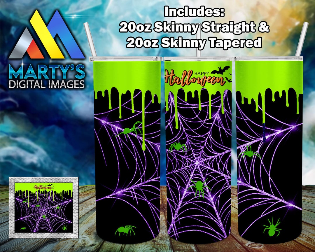 Happy Halloween Glam Spider Web Spiders and Drip Wrap 20oz - Etsy