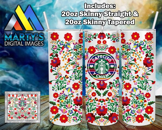 Cafecito Y Chisme Red Flowers Wrap 20oz Straight and Tapered - Etsy