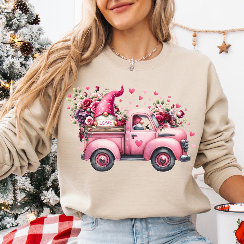 Pink Valentine Gnome Clipart, Gnomes PNG, Valentine Truck PNG, Cute ...