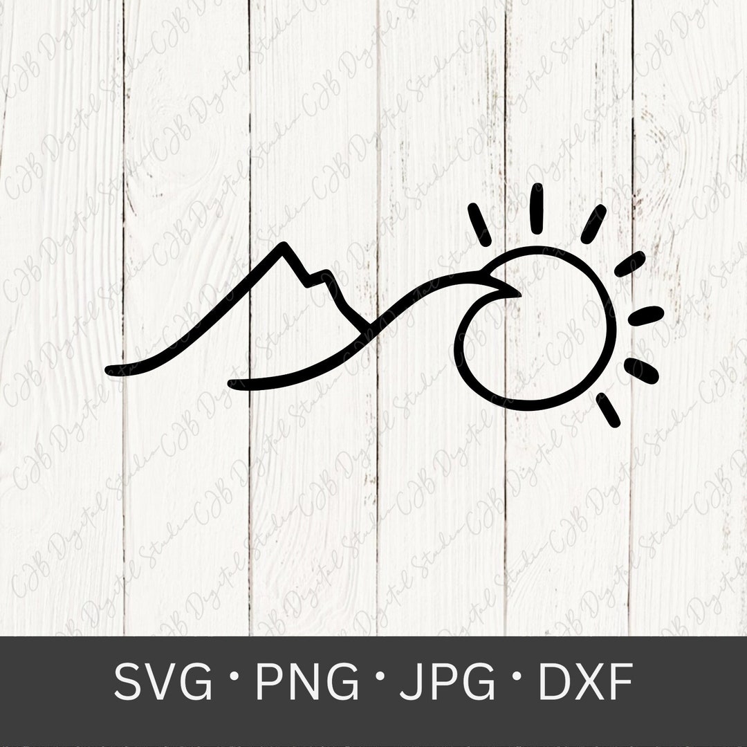 Mountain Ocean Waves Sun SVG PNG, Cricut Cut File, Silhouette, Beach, Summer, Sunrise, Digital ...