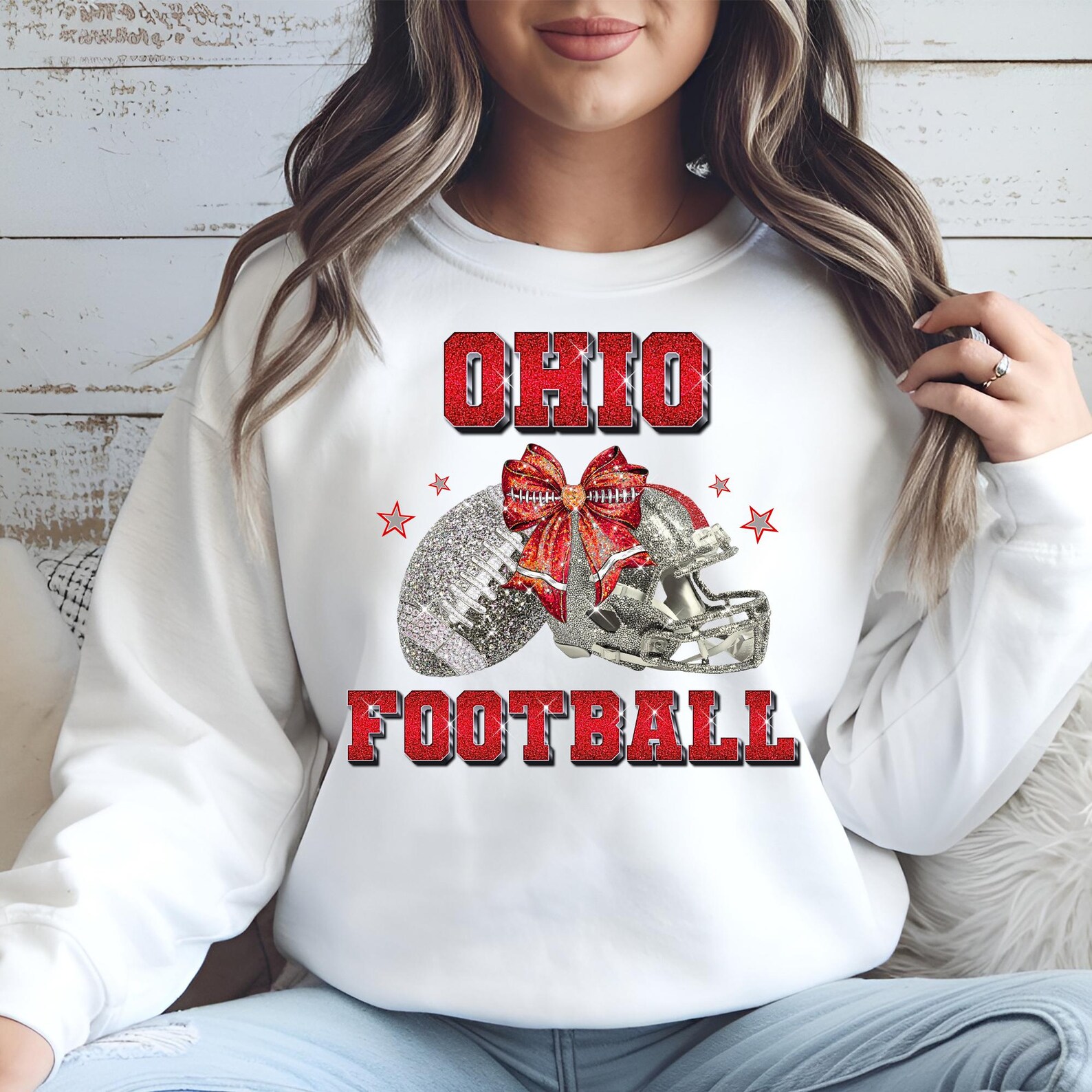 Ohio State Football Glitter PNG, Red Sparkle Helmet & Silver Bow ...