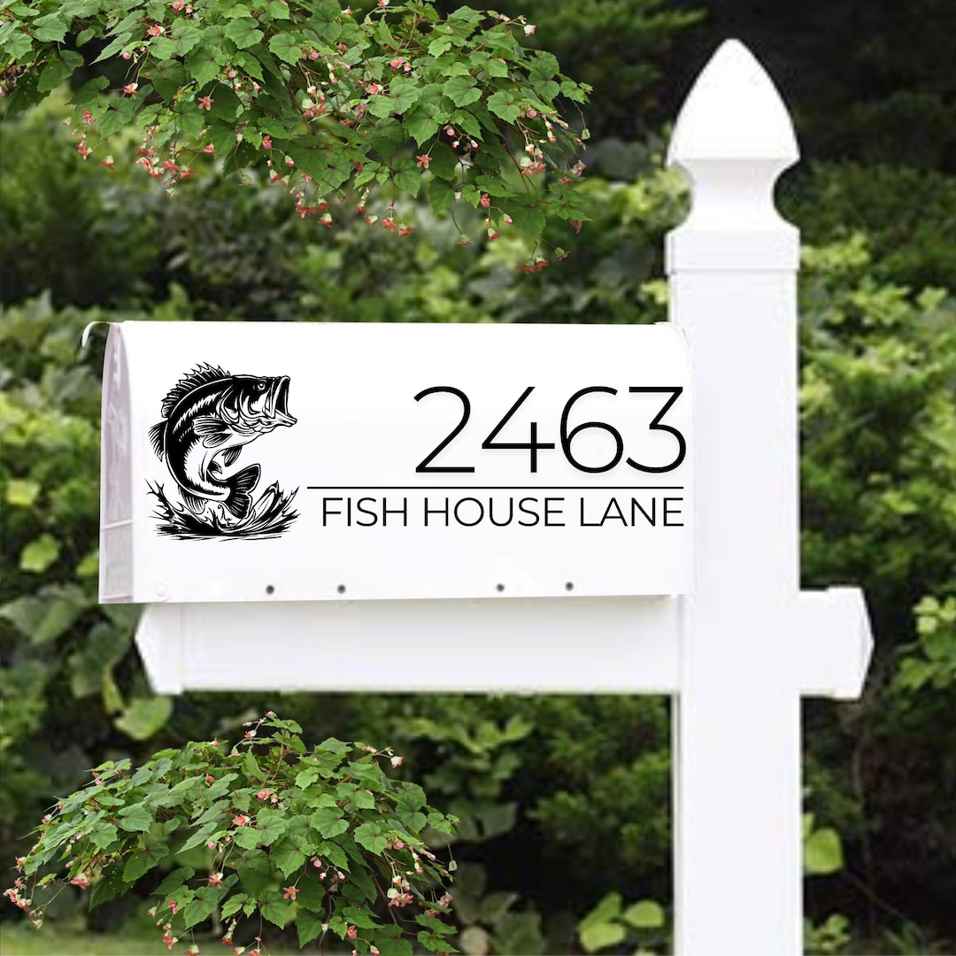 Custom Bass Mailbox Decal SVG, Fish Mailbox, Gift for Dad, Address ...