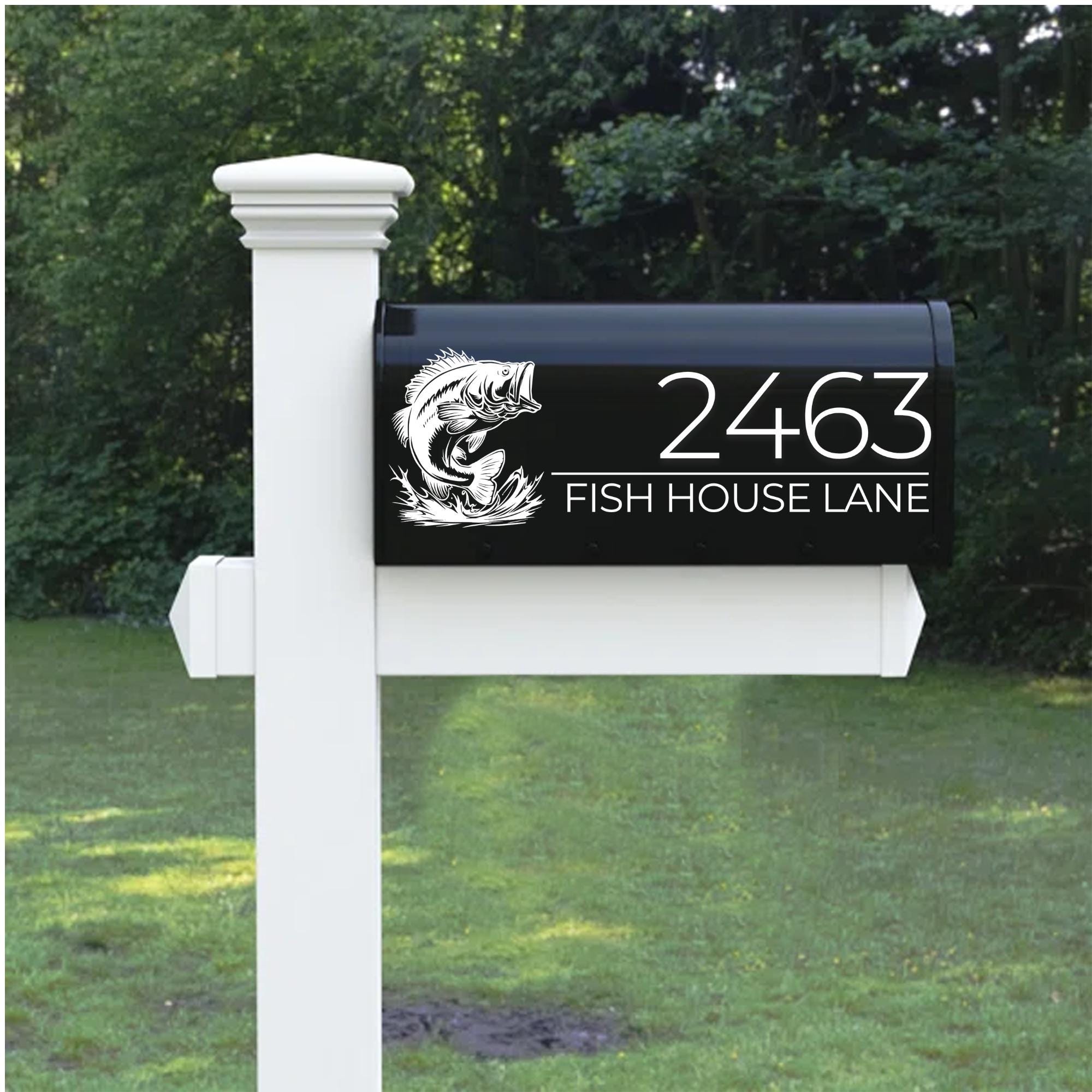 Custom Bass Mailbox Decal SVG, Fish Mailbox, Gift for Dad, Address ...