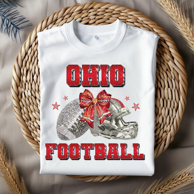 Ohio State Football Glitter PNG, Red Sparkle Helmet & Silver Bow ...