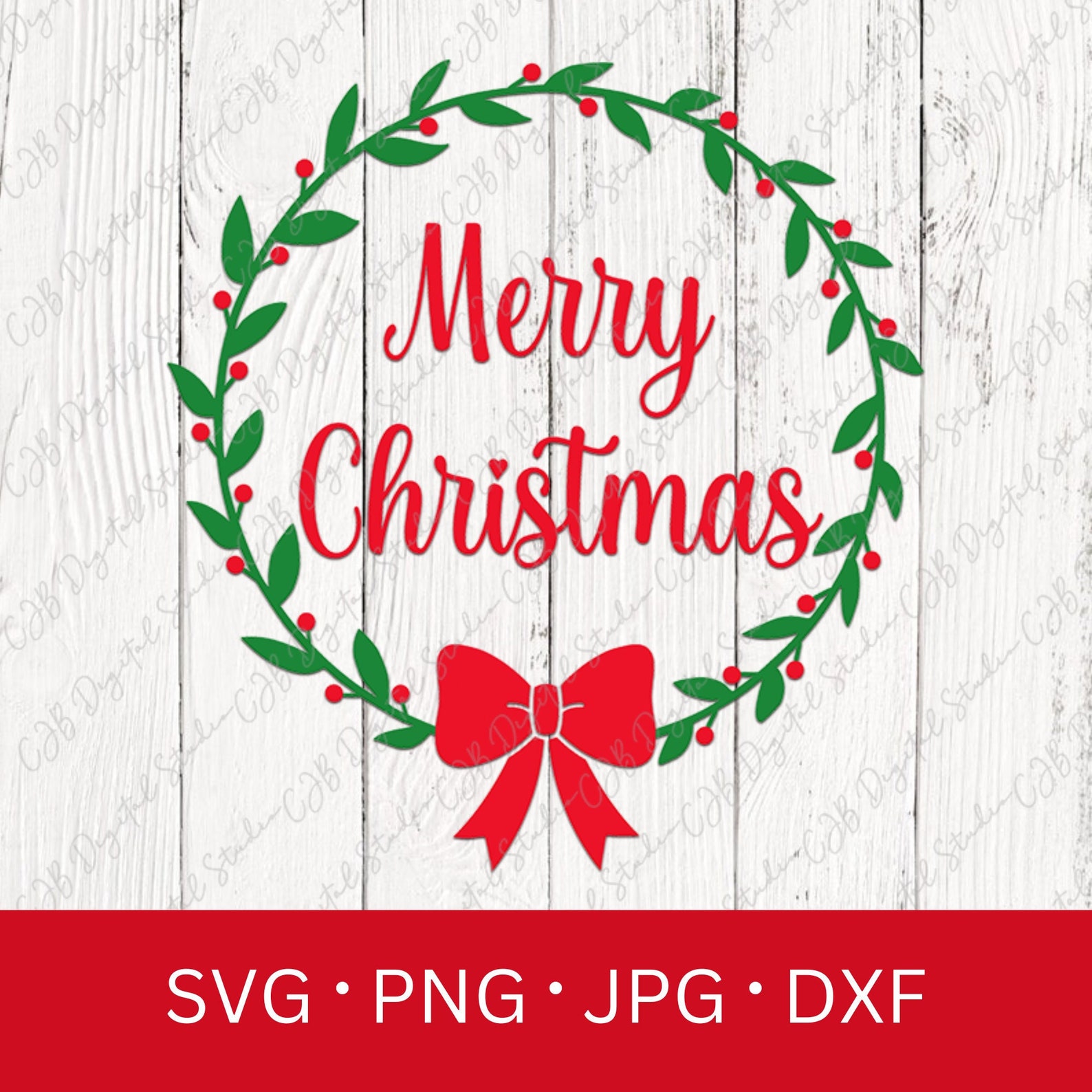 Merry Christmas Wreath SVG, Holly Wreath PNG, Christmas Holiday Clipart ...