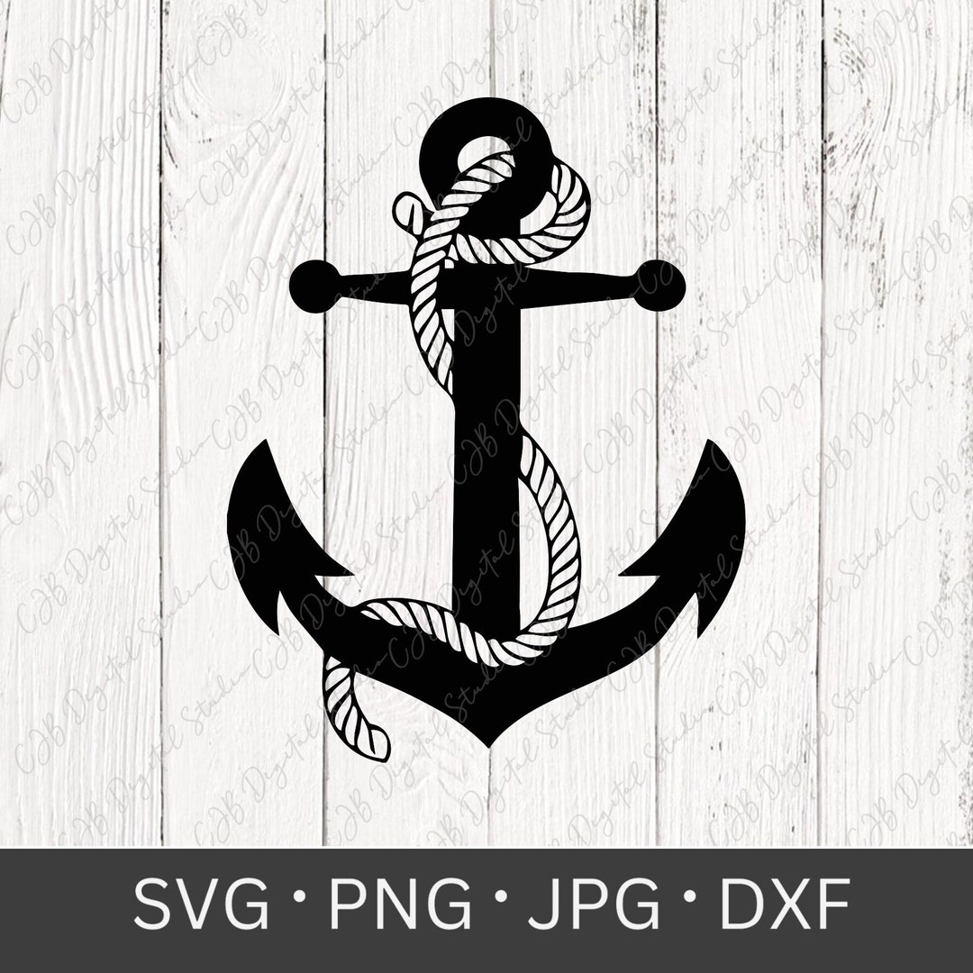 Anchor SVG, Anchor Rope PNG, Cricut Cut File, Silhouette, Beach ...