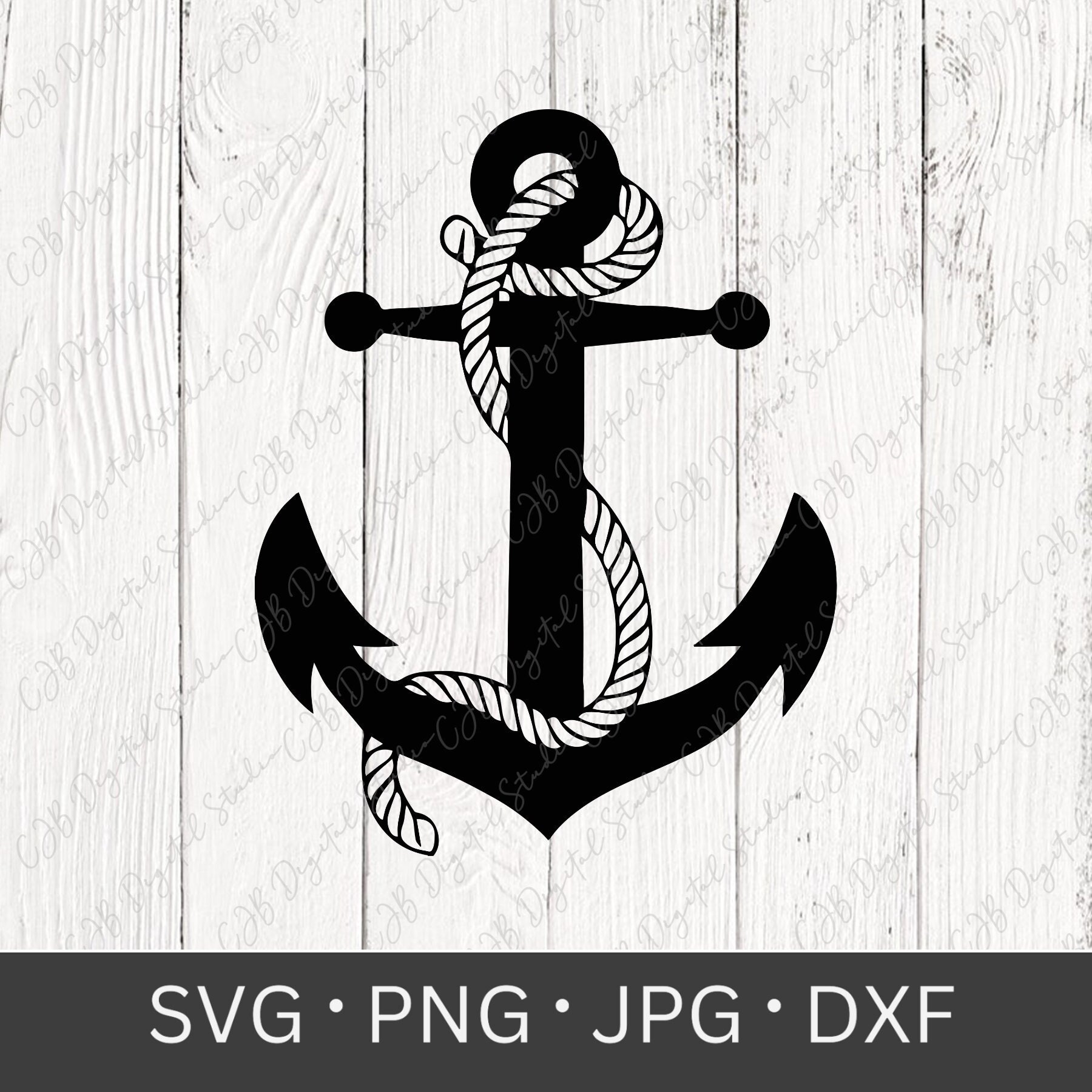 Anchor SVG, Anchor Rope PNG, Cricut Cut File, Silhouette, Beach ...