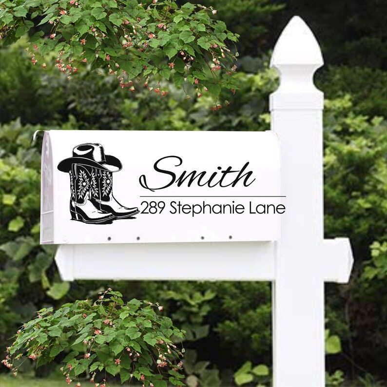 Custom Cowboy Mailbox Decal SVG, Country Western Address Sticker ...