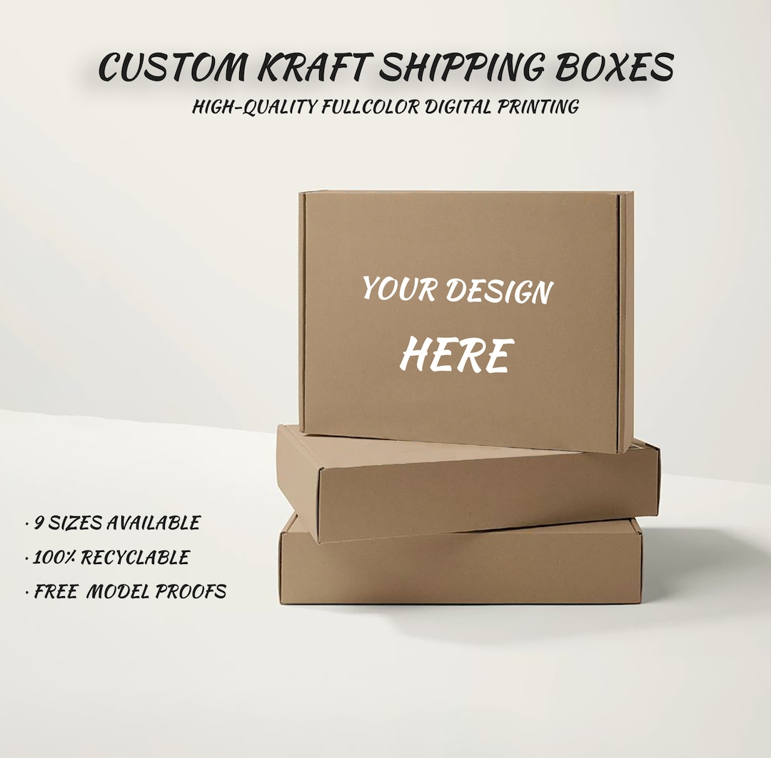 Personalized 10pcs Kraft Shipping Boxes, Packaging Boxes, Custom ...