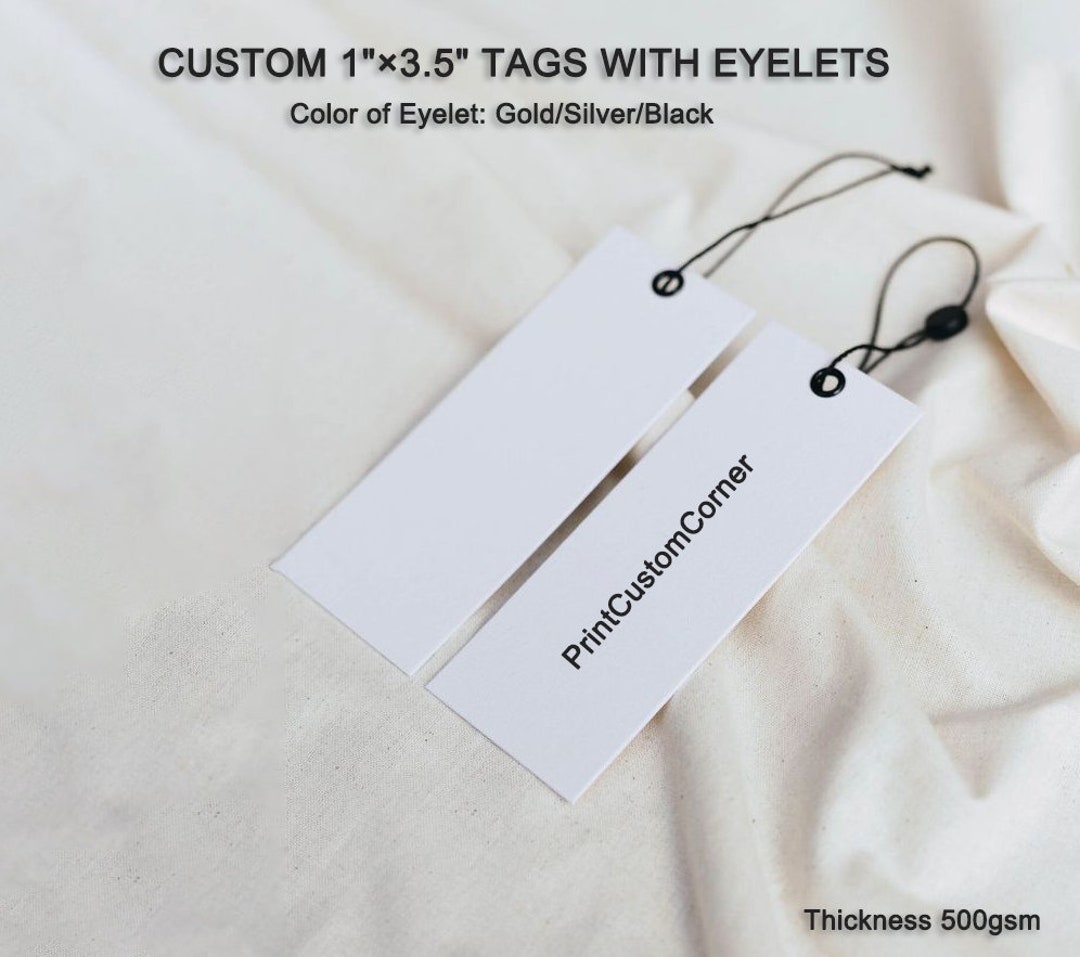 Personalized 1"×3.5" Hang Tags With Eyelets (thickness 500 GSM) Heavy ...