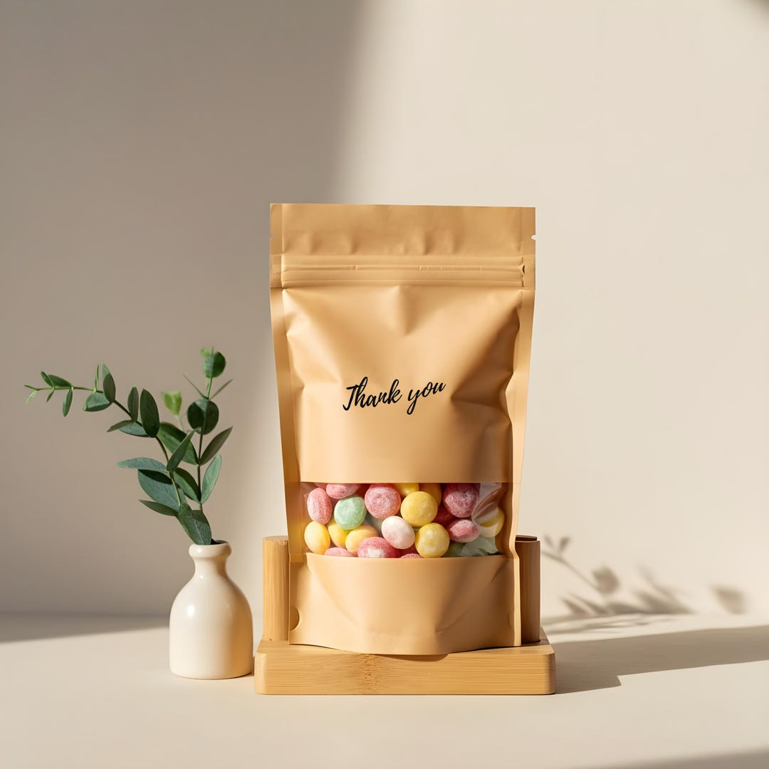 Kraft Stand-up Pouches With Clear Window - 50 Pack | Reusable Zip Lock ...