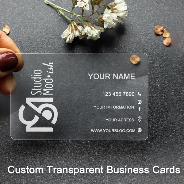 Business Card Template Clear - Etsy