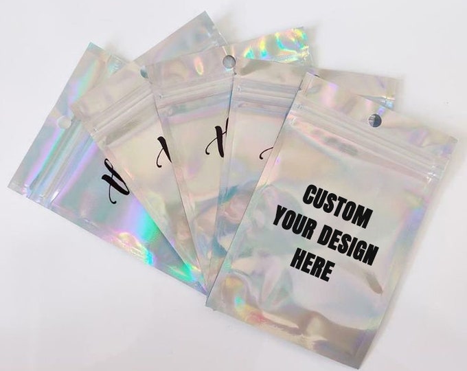 Custom Holographic Color Bags, Personalized Clear Food Storage Bags ...