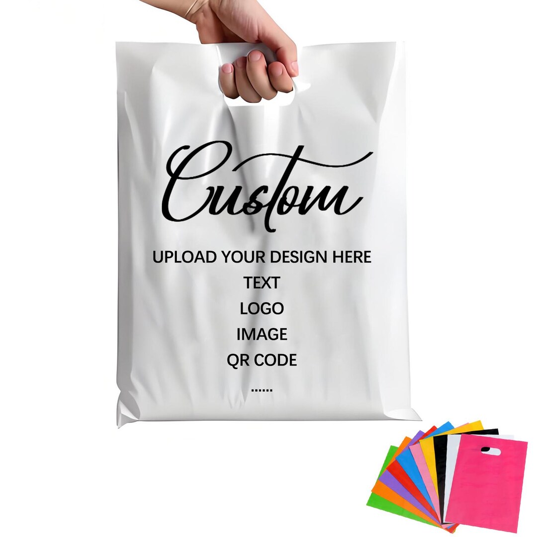 100 Pcs Waterproof Shopping Bags, Custom Gift Bag, Business Gift Bags ...