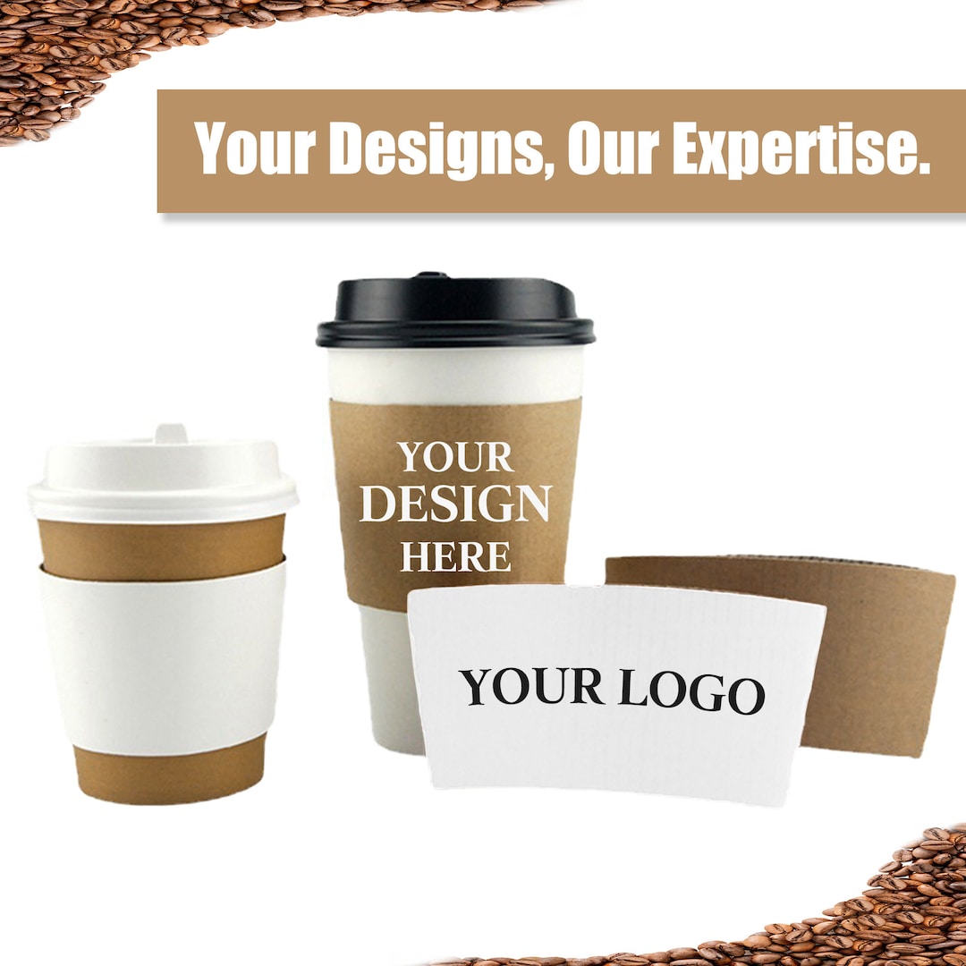 Personalized Kraft/white Coffee Sleeves With Your Design, Custom ...