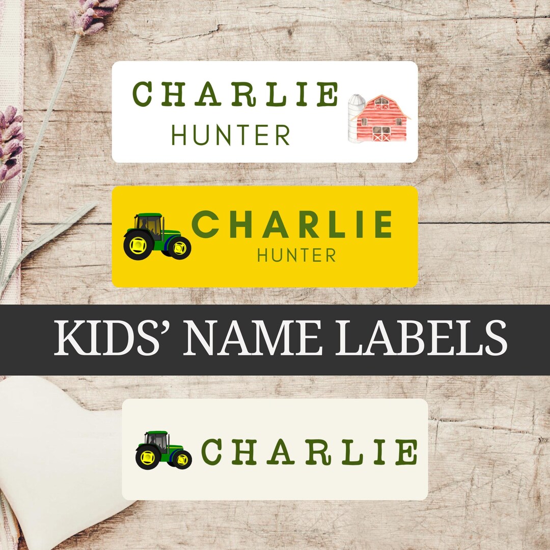 Farm Kids Name Labels Daycare Name Pack Tractor Labels Back to School ...