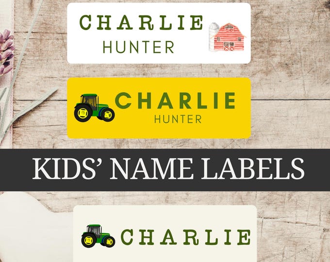 Farm Kids Name Labels Daycare Name Pack Tractor Labels Back to School ...