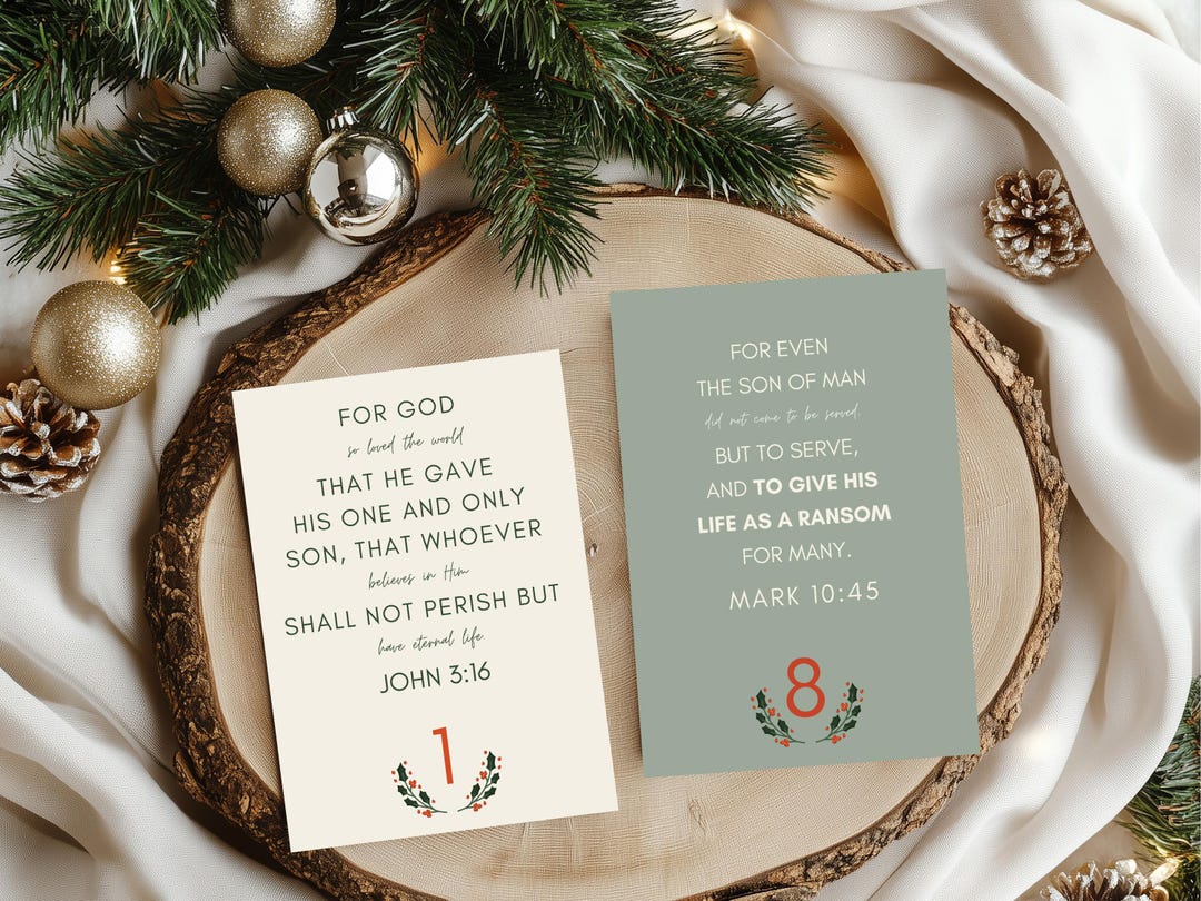Kids Christmas Bible Verse Cards Printable Advent Calendar Scripture ...