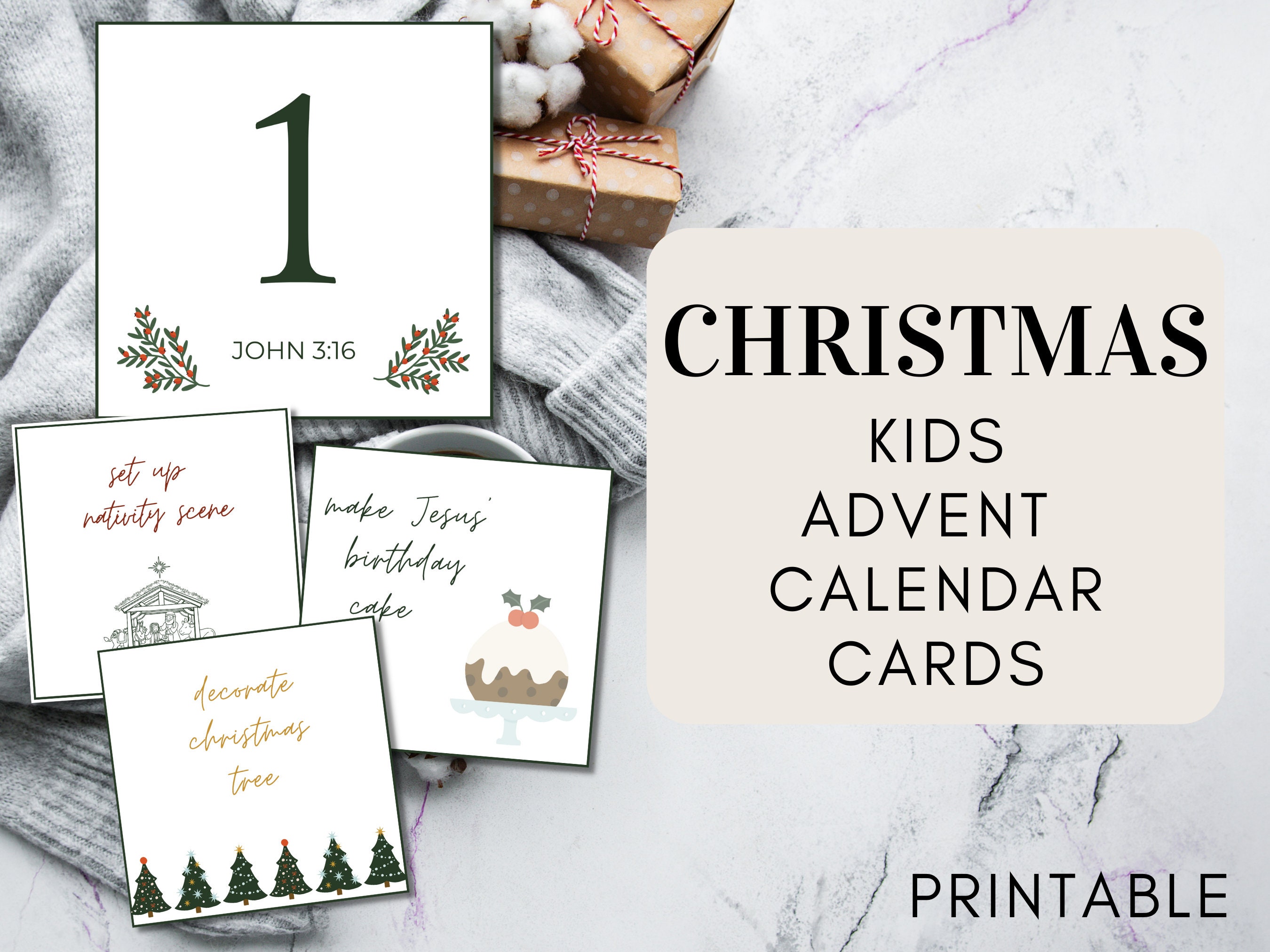 Christmas Countdown for Kids L Advent Calendar Cards L Activity ...