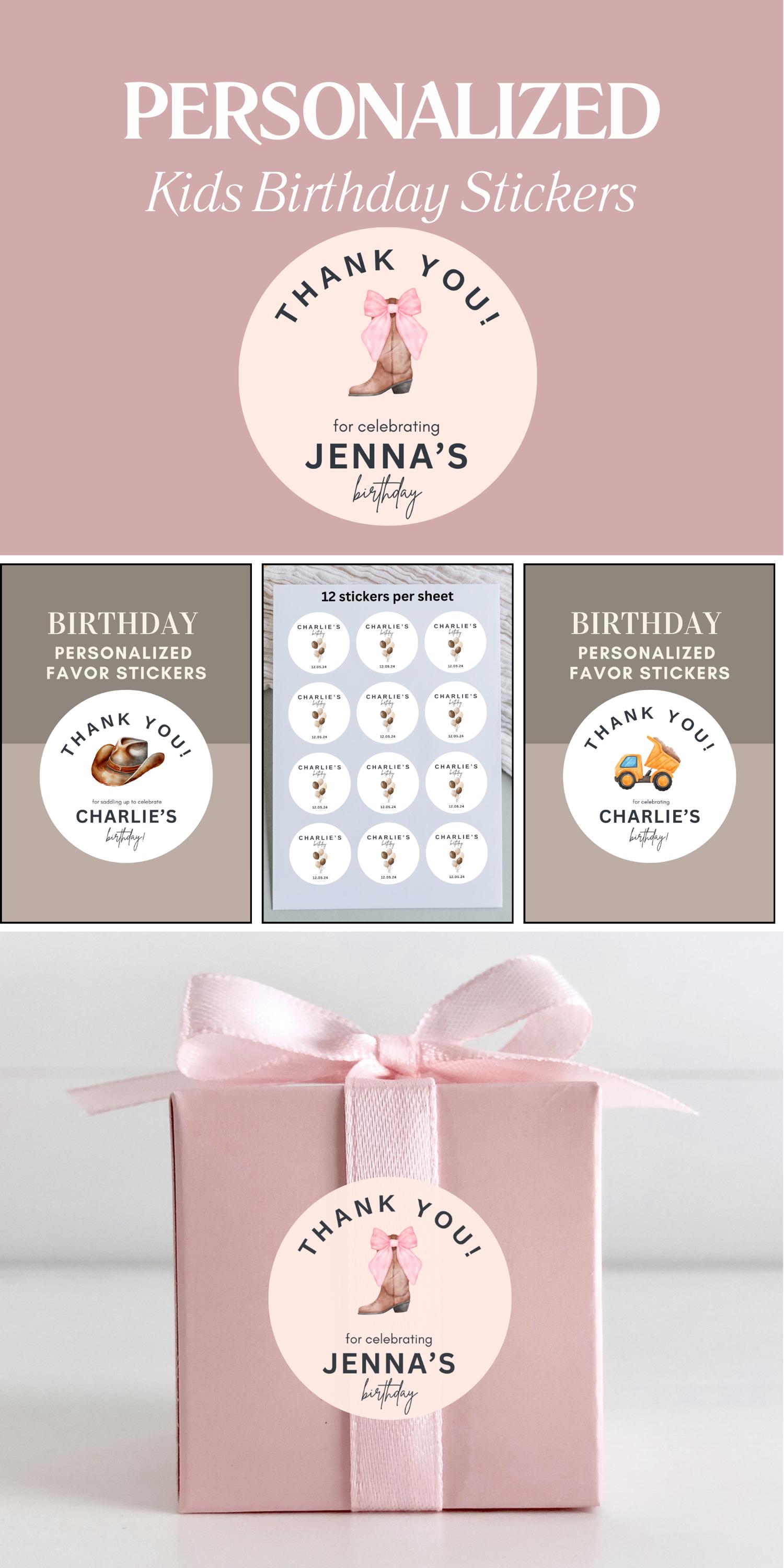Personalized Birthday Stickers Girls Birthday Party Favor Stickers ...