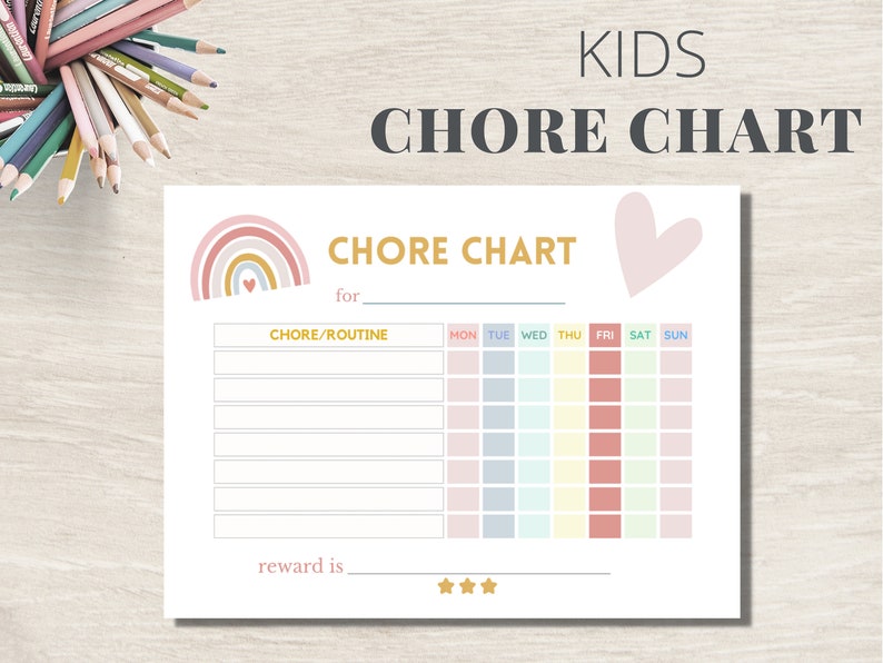 Printable Kids Chore Chart Printable Reward Chart Summer Kids Chart ...