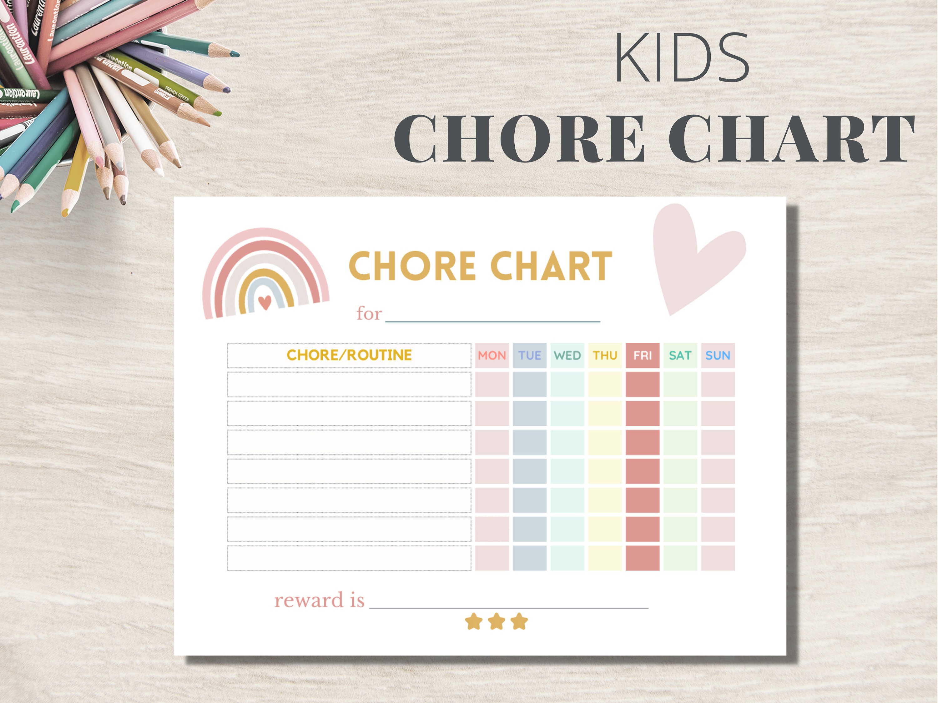 Printable Kids Chore Chart Printable Reward Chart Summer Kids Chart ...