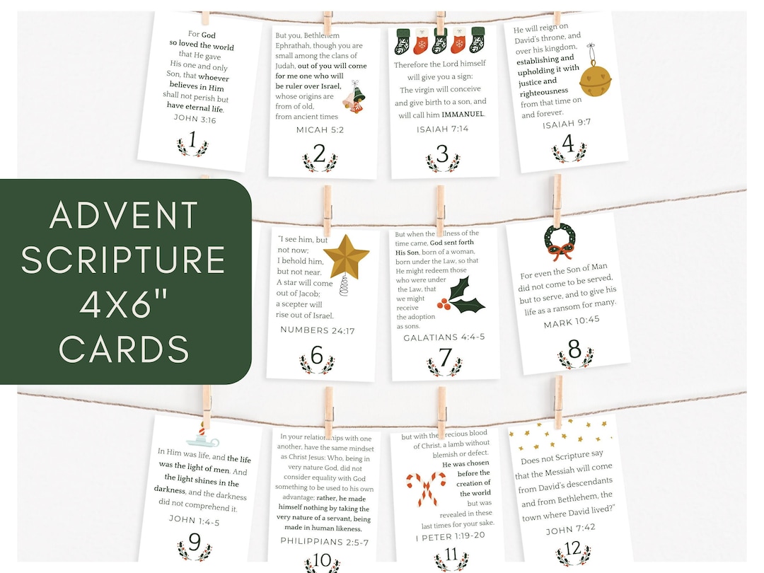 Christian Advent Calendar Scripture Cards Gift for Kids Christmas Bible ...