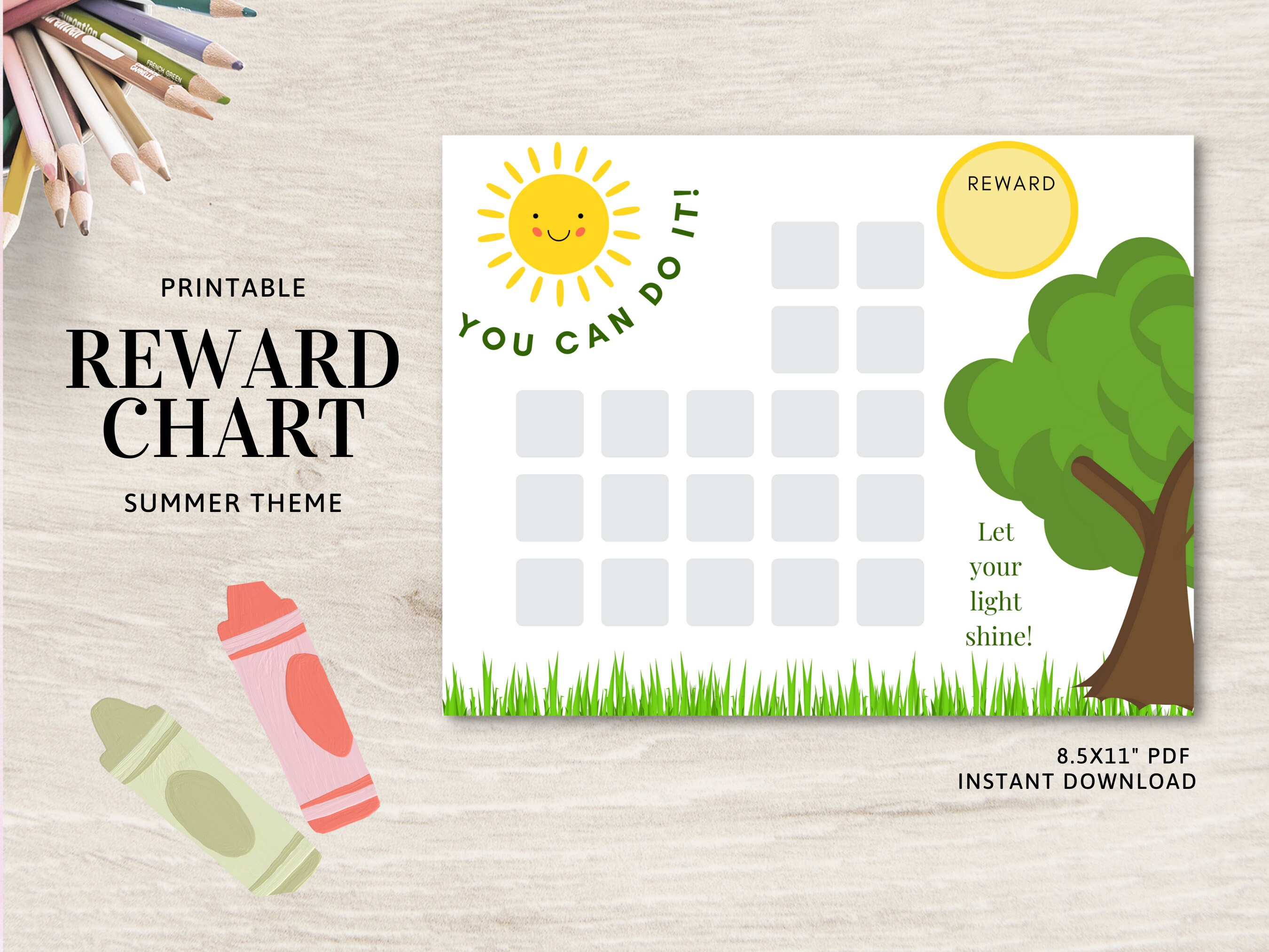 Summer Reward Chart / Summer Kids Chart / Toddler Potty Chart - Etsy ...