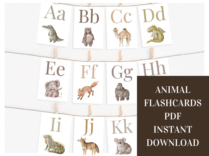 Animal Alphabet Flashcards L Printable Flashcards for Toddlers and ...