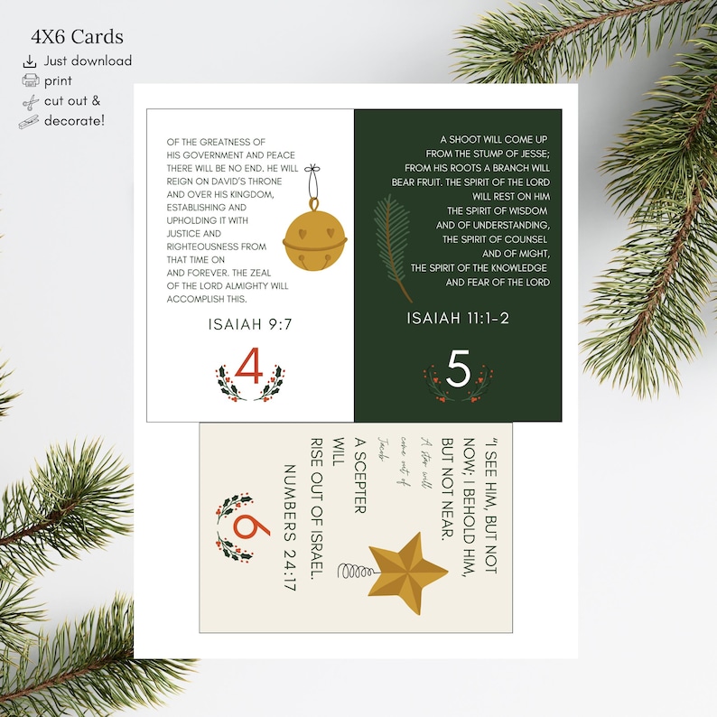 Kids Christmas Bible Verse Cards Printable Advent Calendar Scripture ...