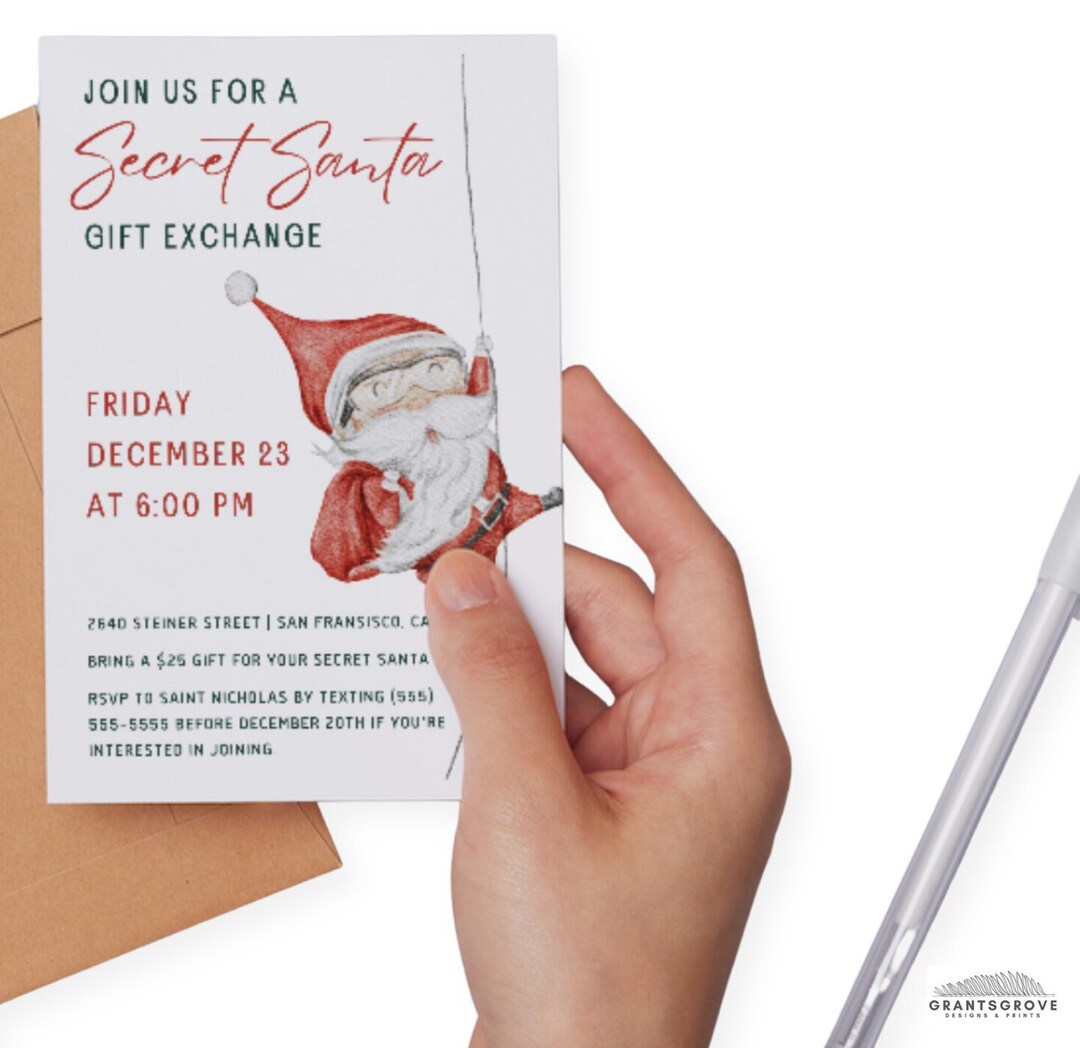 Secret Santa Printable Bundle Modern Watercolor Templates for Work Gift ...