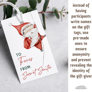 Secret Santa Printable Bundle Modern Watercolor Templates for Work Gift ...