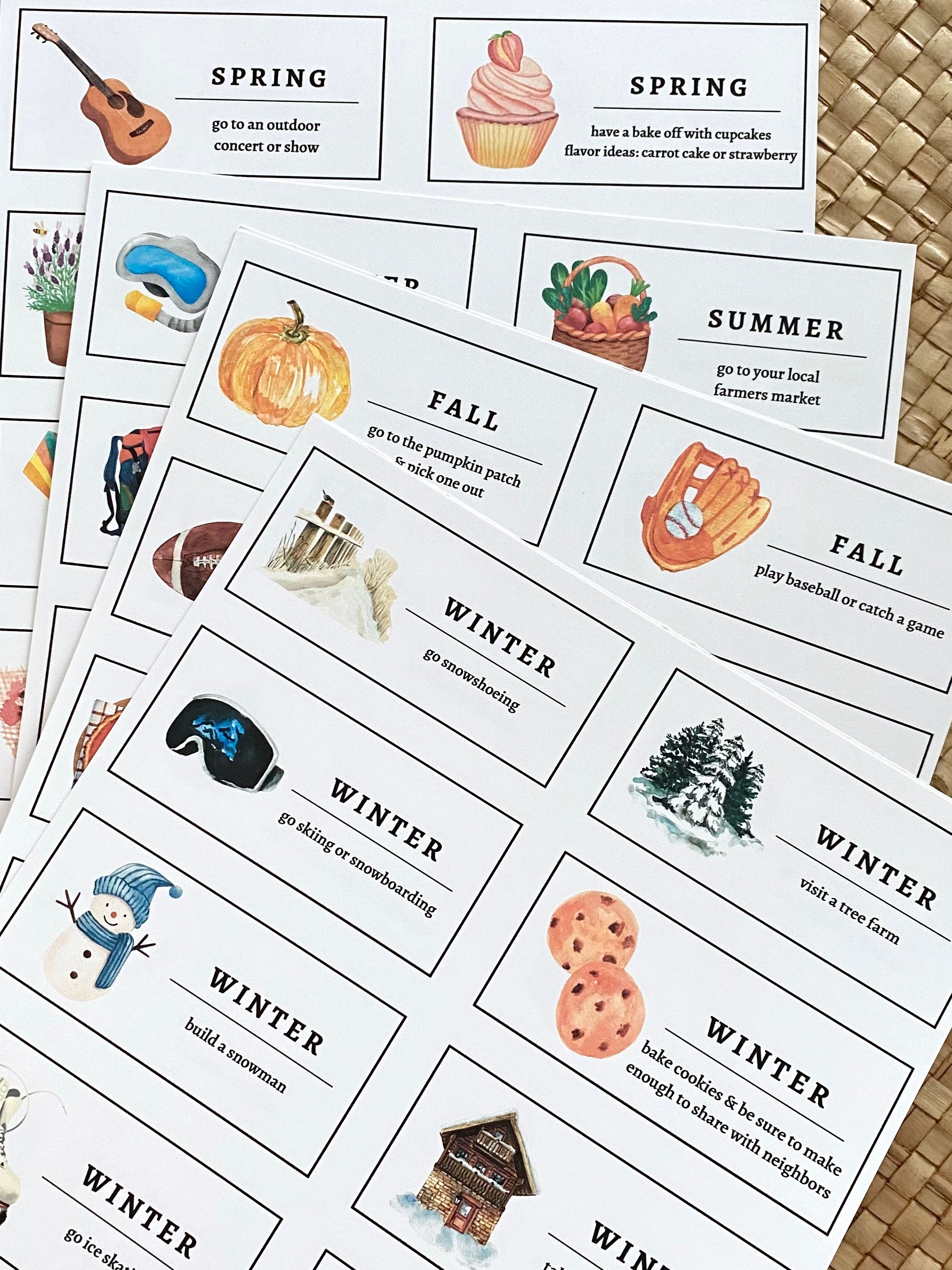 Seasonal Date Night Printable Date Cards Watercolor Theme, 80 Fun Date ...