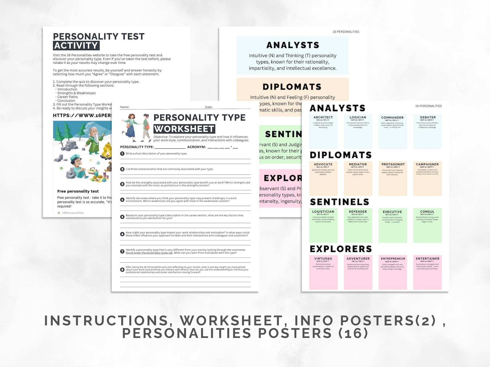 16 Personalities Workplace Activity Bundle: Team Building Posters (PDF ...