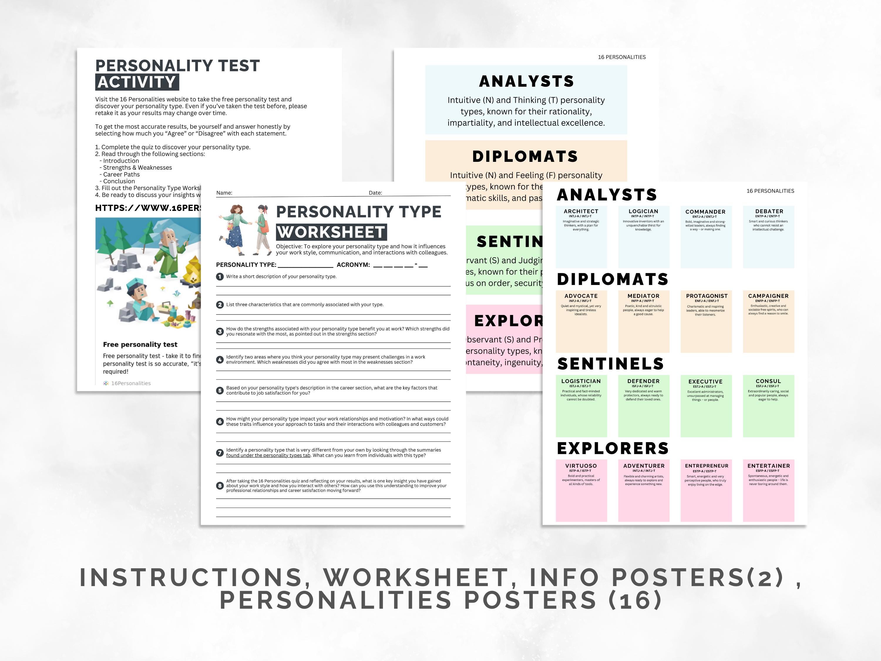 16 Personalities Workplace Activity Bundle: Team Building Posters (PDF ...