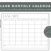 Blank Monthly Calendar Landscape Template, Printable Calendar Blank ...