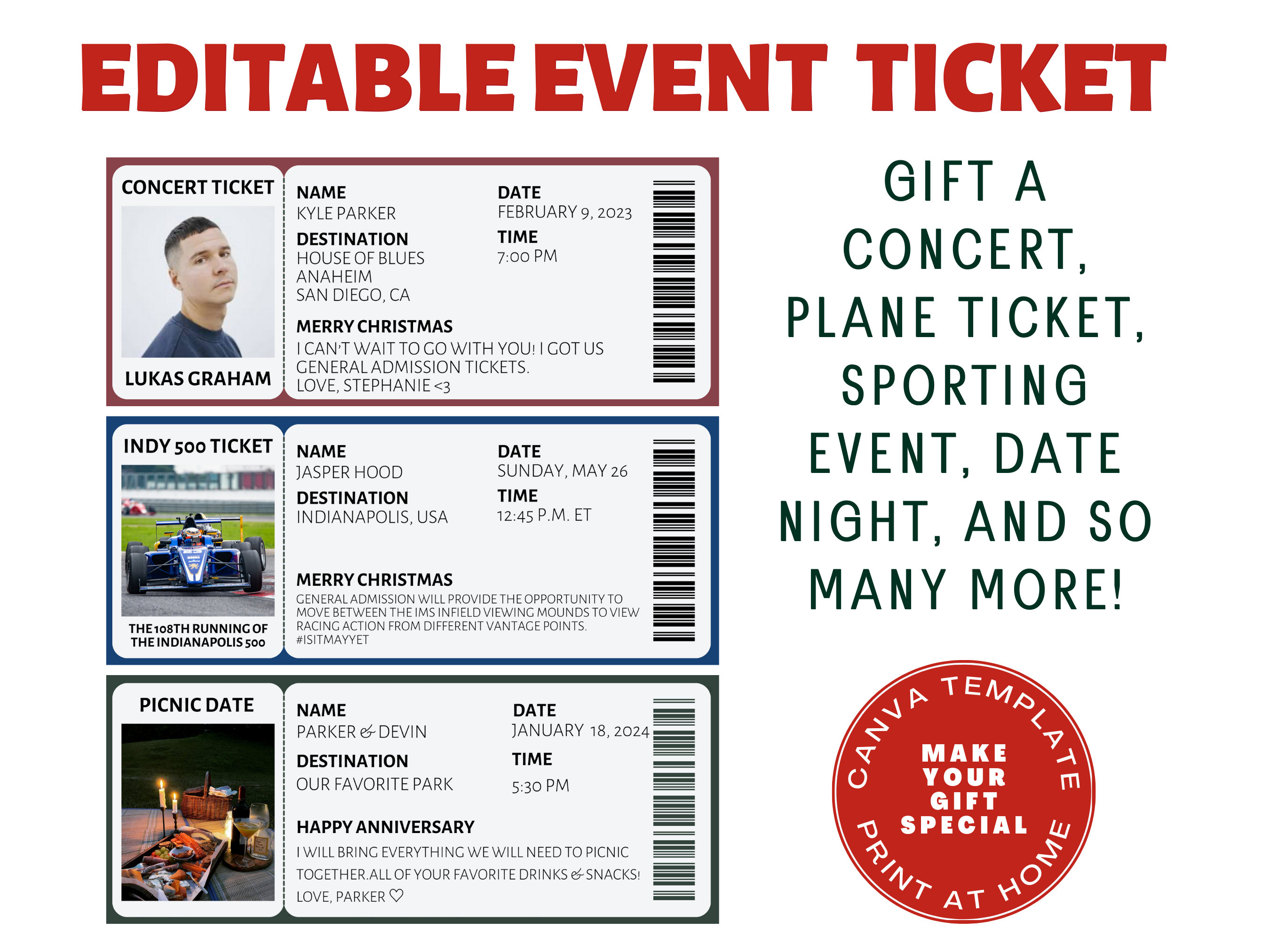 Printable Date Night Tickets Gift Template, Concert Ticket Template ...